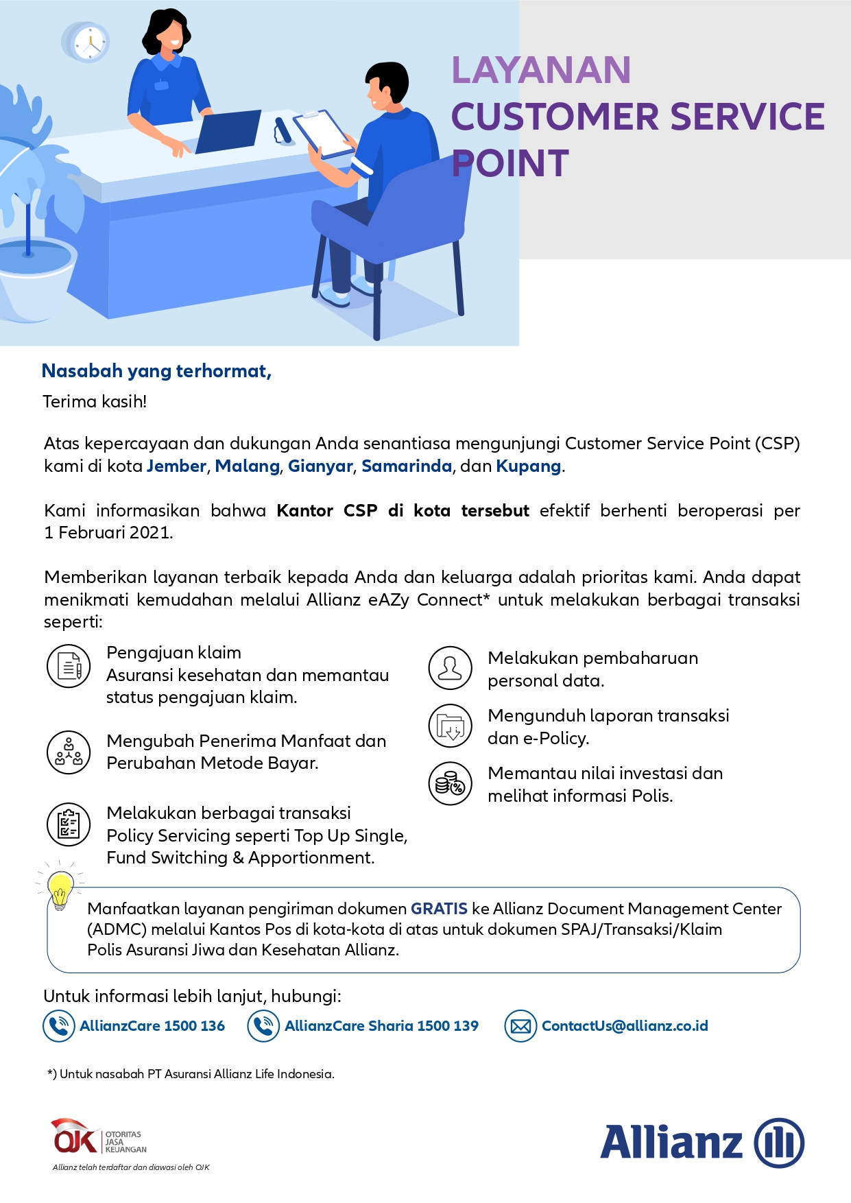 Informasi Terkait Layanan Customer Service Point